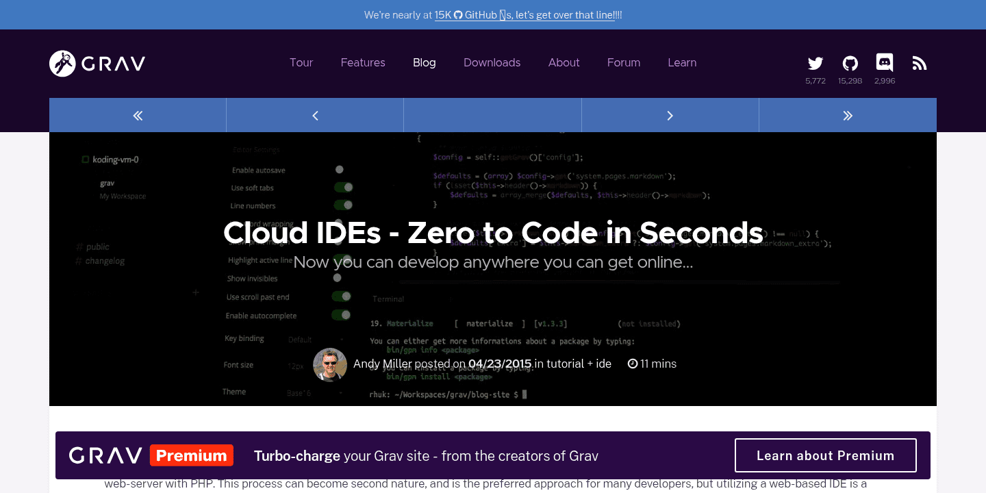 Cloud IDEs - Zero to Code in Seconds | Grav CMS