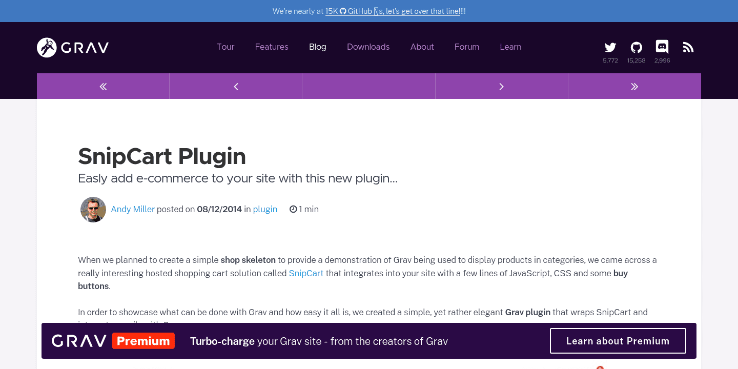 SnipCart Plugin | Grav CMS