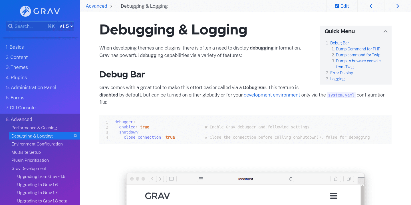 Debugging & Logging | Grav Documentation