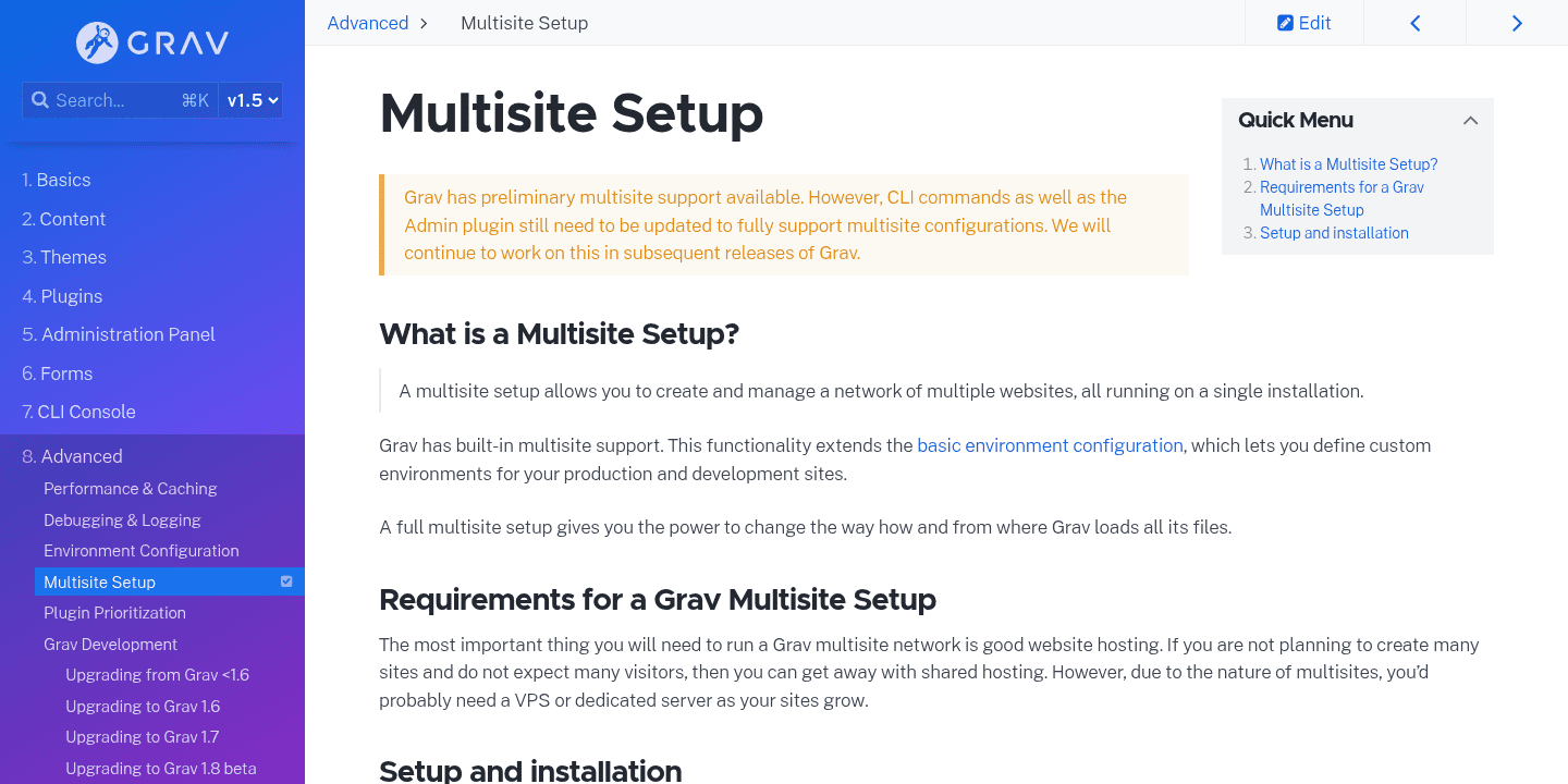 Multisite Setup | Grav Documentation
