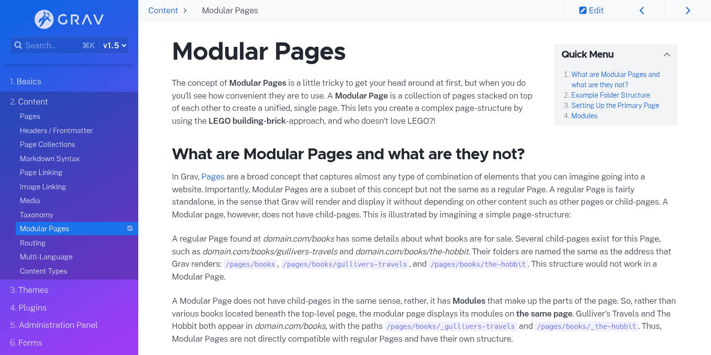 Modular Pages | Grav Documentation