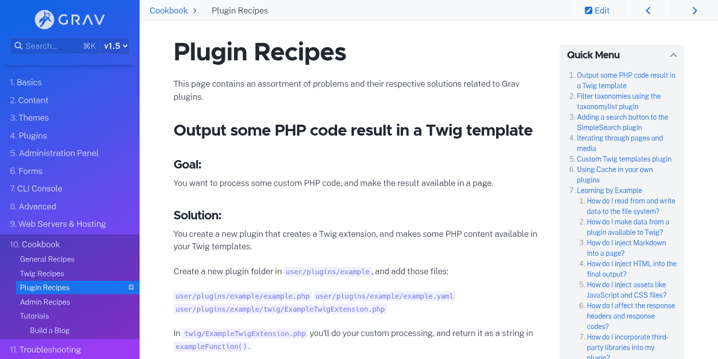 Plugin Recipes | Grav Documentation