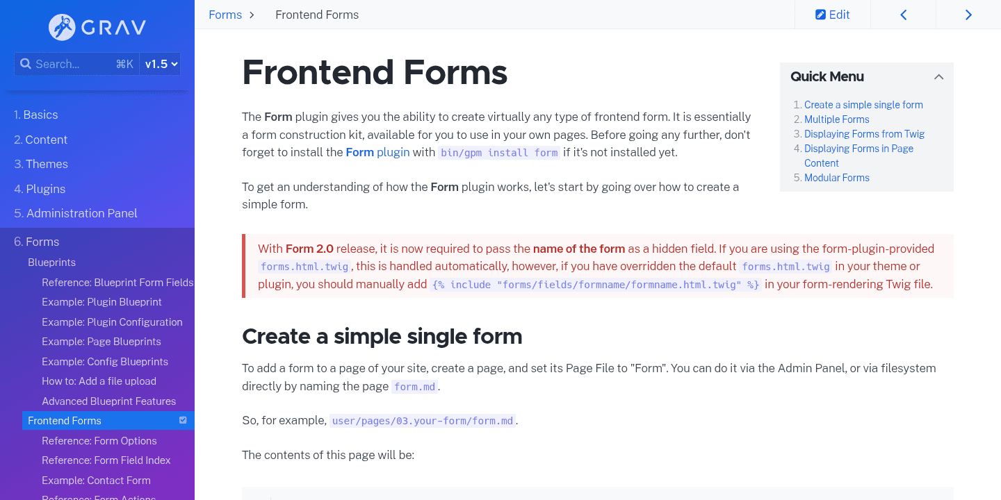 Frontend Forms | Grav Documentation