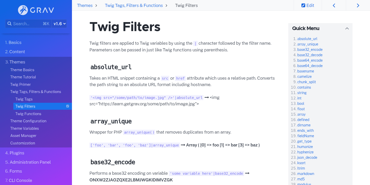 Twig Filters | Grav Documentation