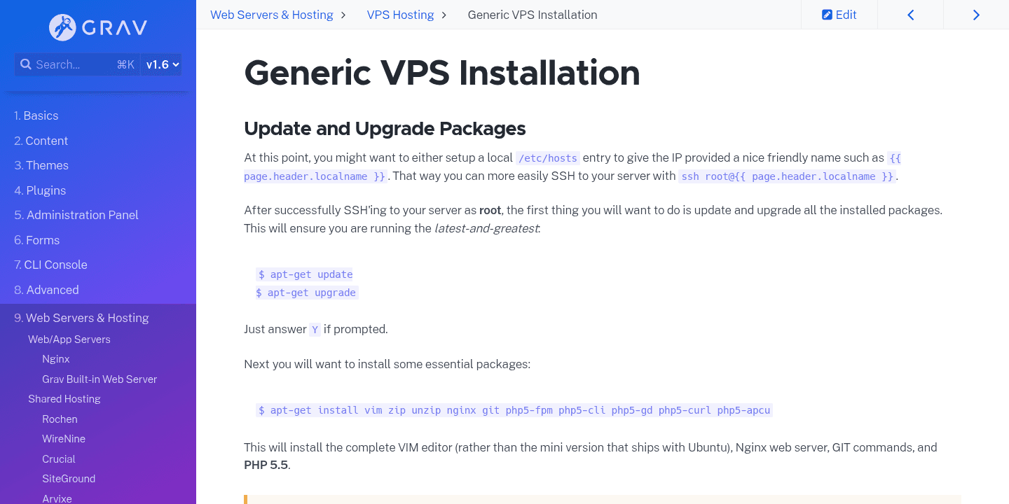 Generic VPS Installation | Grav Documentation
