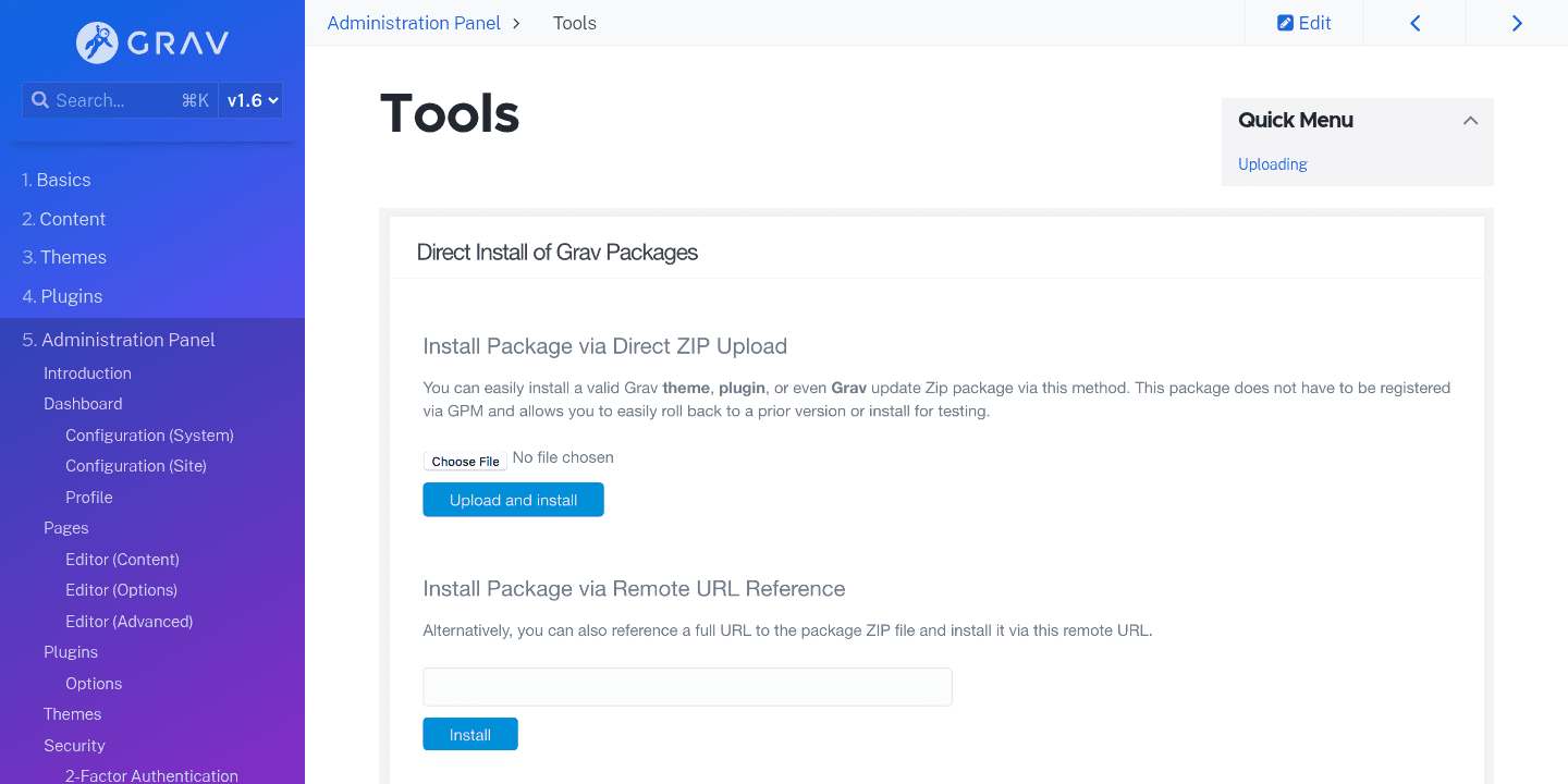 Tools | Grav Documentation