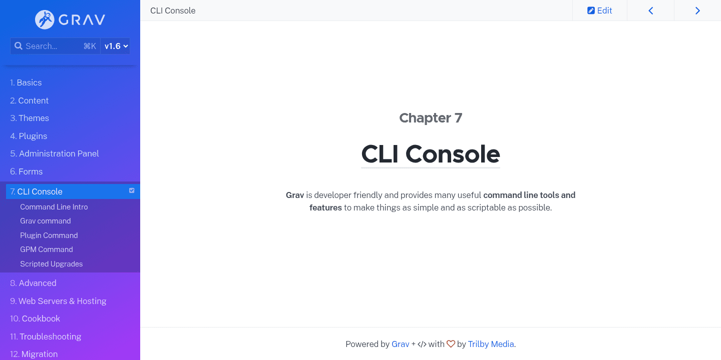 CLI Console | Grav Documentation