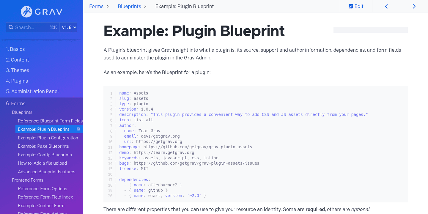 Example: Plugin Blueprint | Grav Documentation