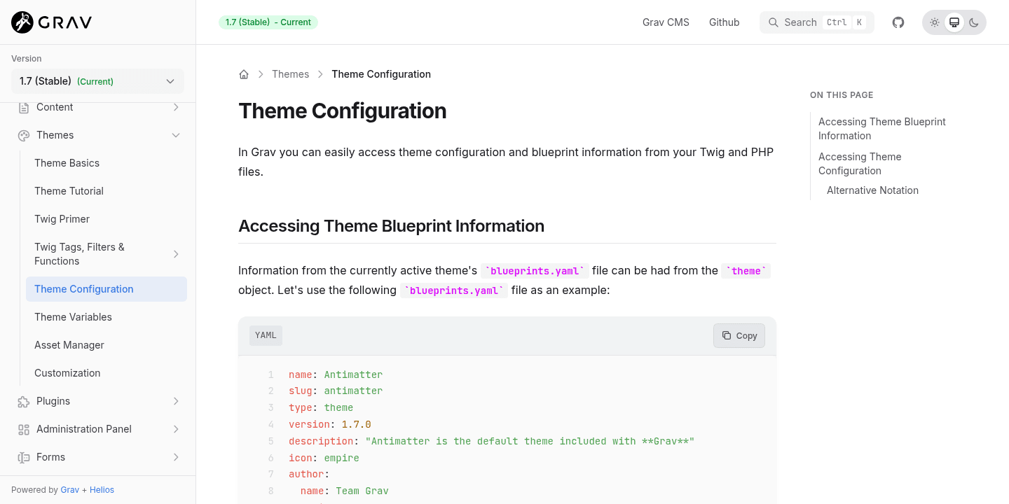 Theme Configuration | Grav Documentation