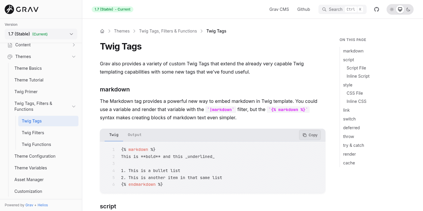 Twig Tags | Grav Documentation