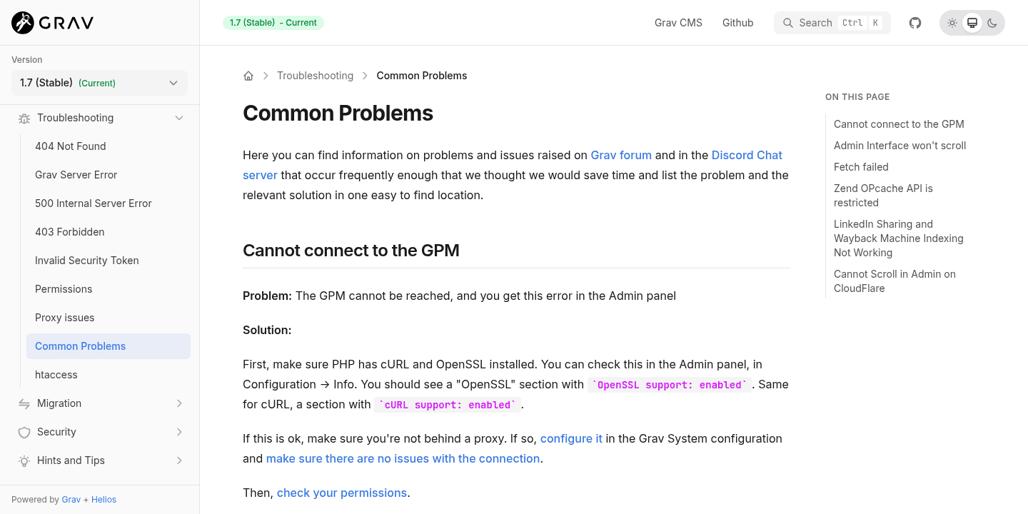 Common Problems | Grav Documentation