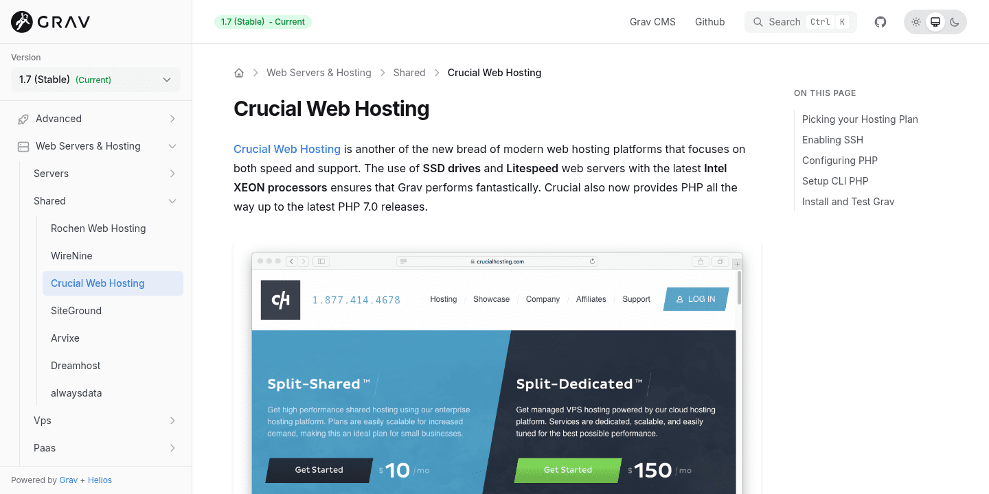 Crucial Web Hosting | Grav Documentation
