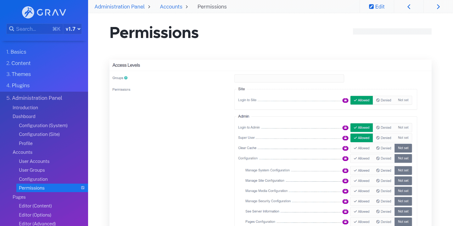 Permissions | Grav Documentation