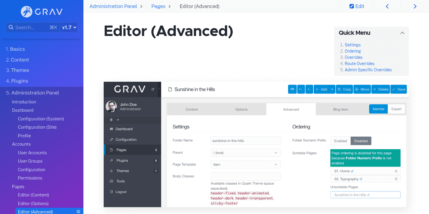 Editor (Advanced) | Grav Documentation
