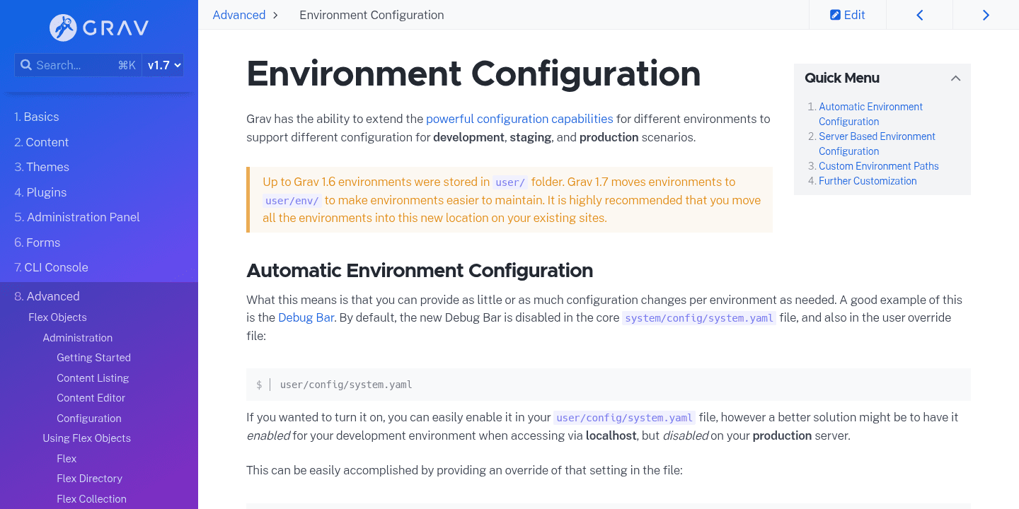 Environment Configuration | Grav Documentation