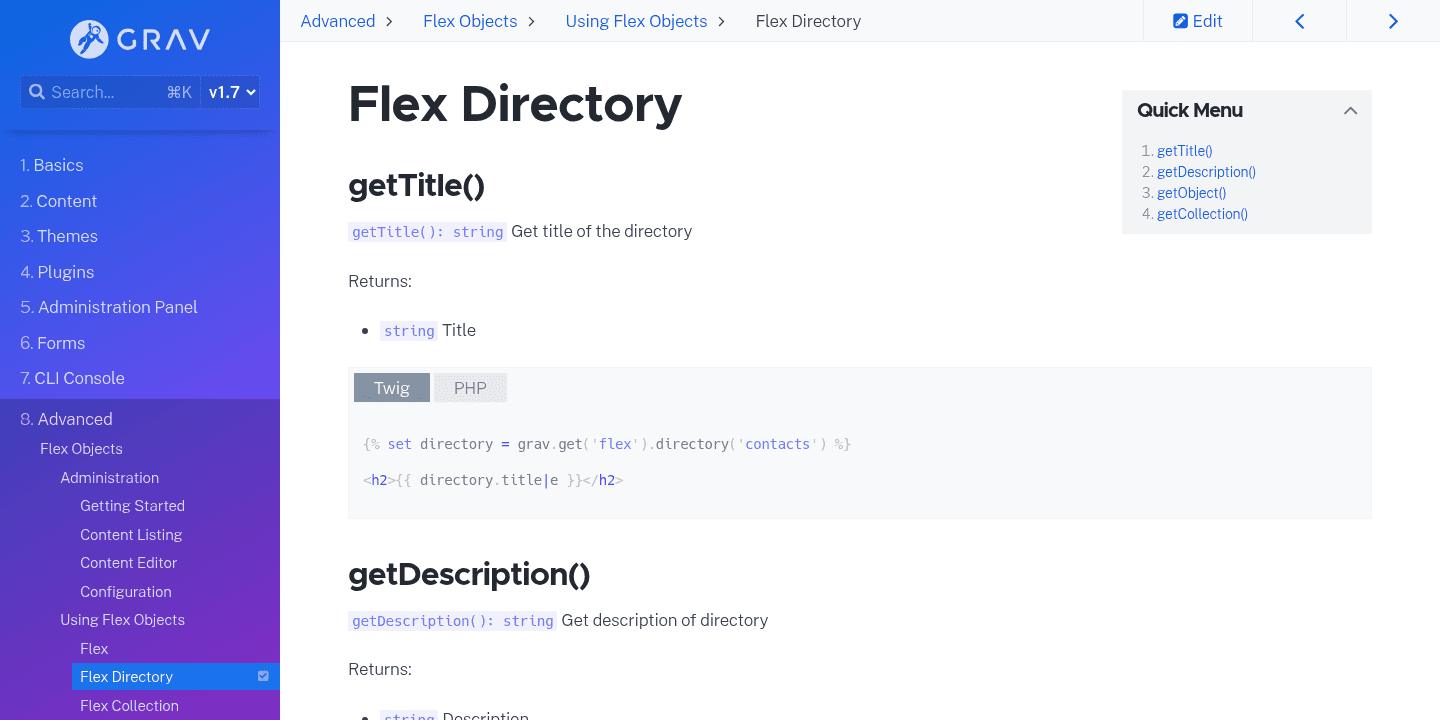 Flex Directory | Grav Documentation