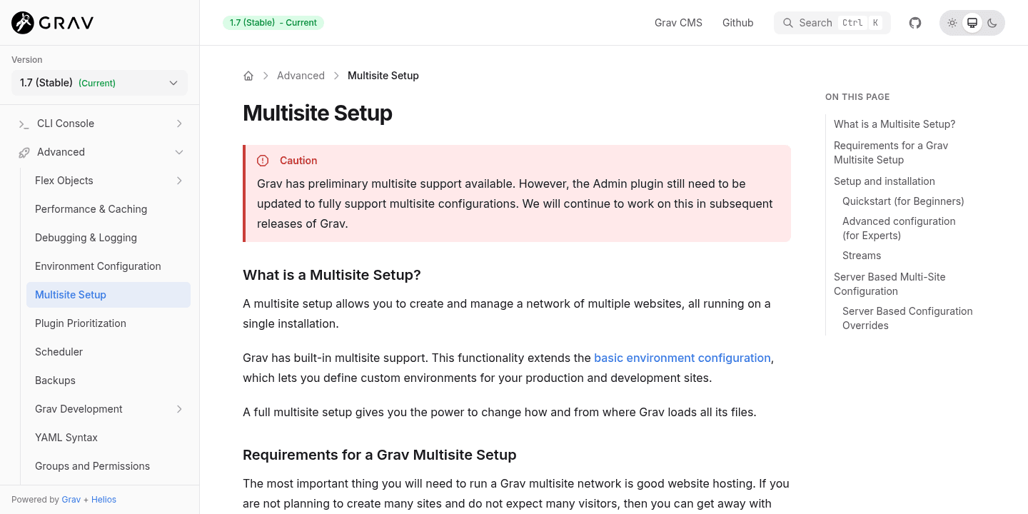 Multisite Setup | Grav Documentation