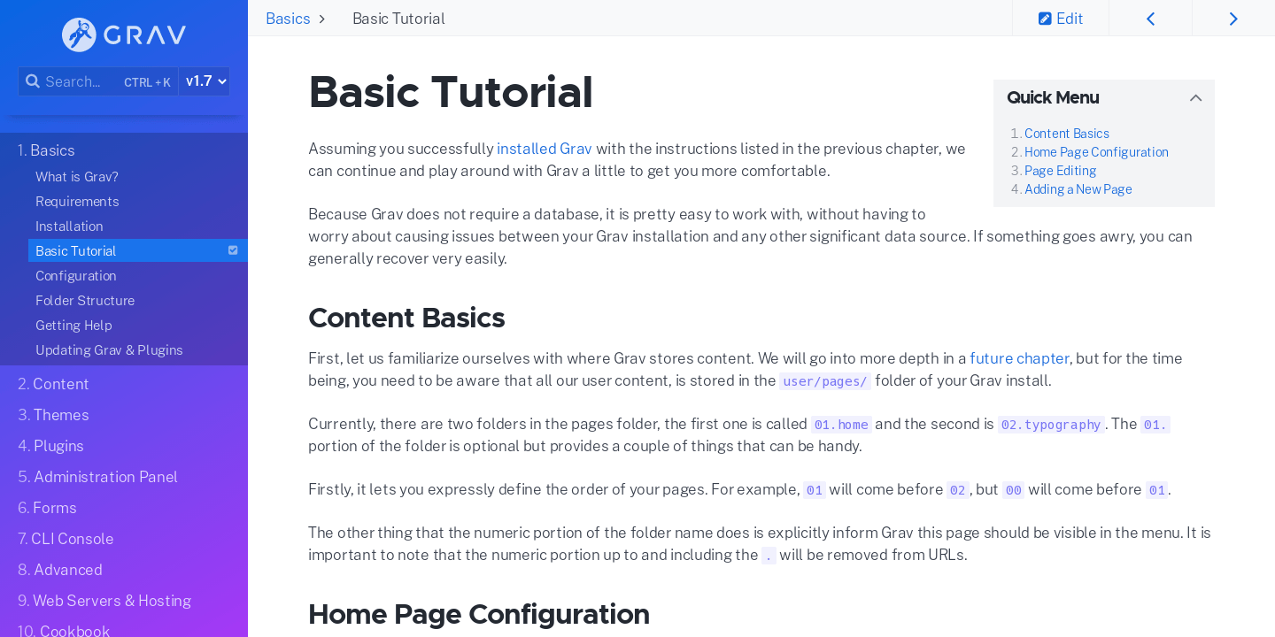 Basic Tutorial Grav Documentation
