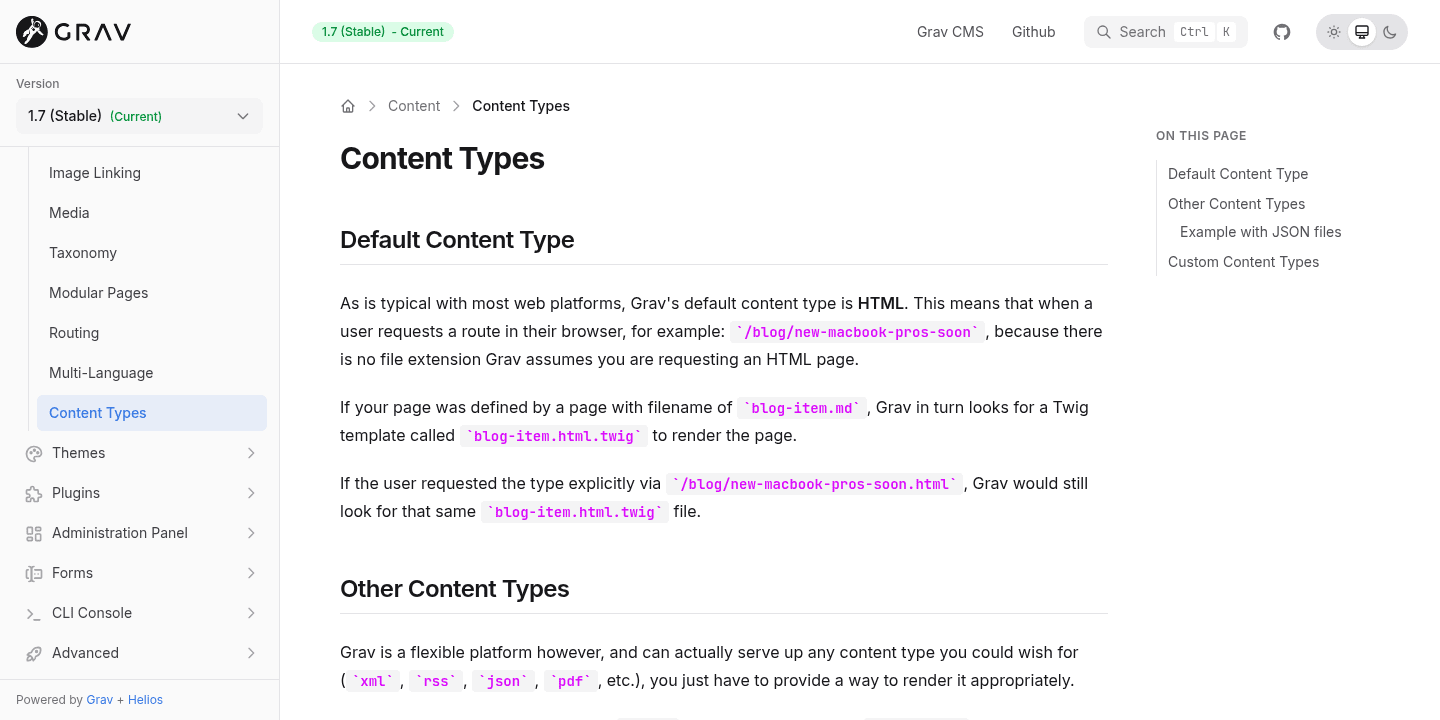 Content Types | Grav Documentation