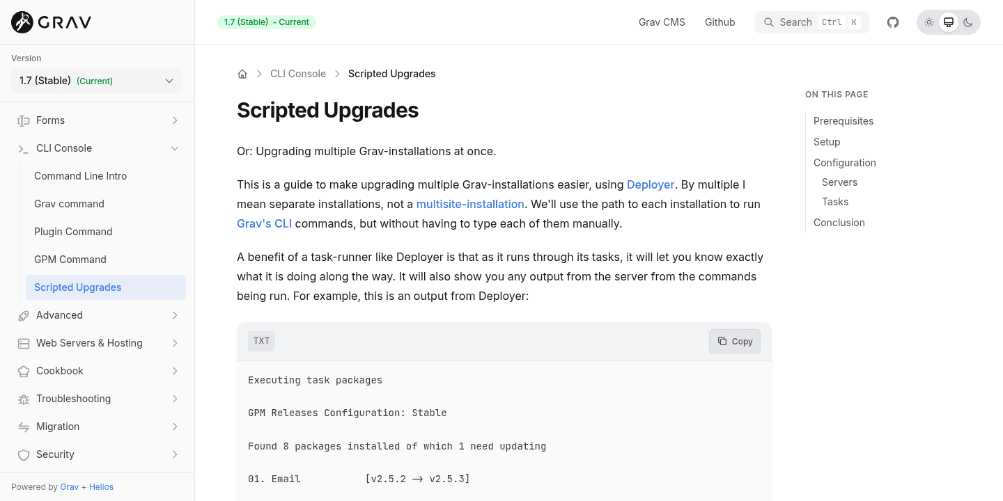 Scripted Upgrades | Grav Documentation