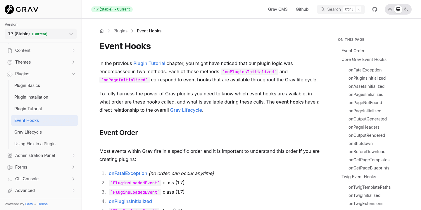 Event Hooks | Grav Documentation