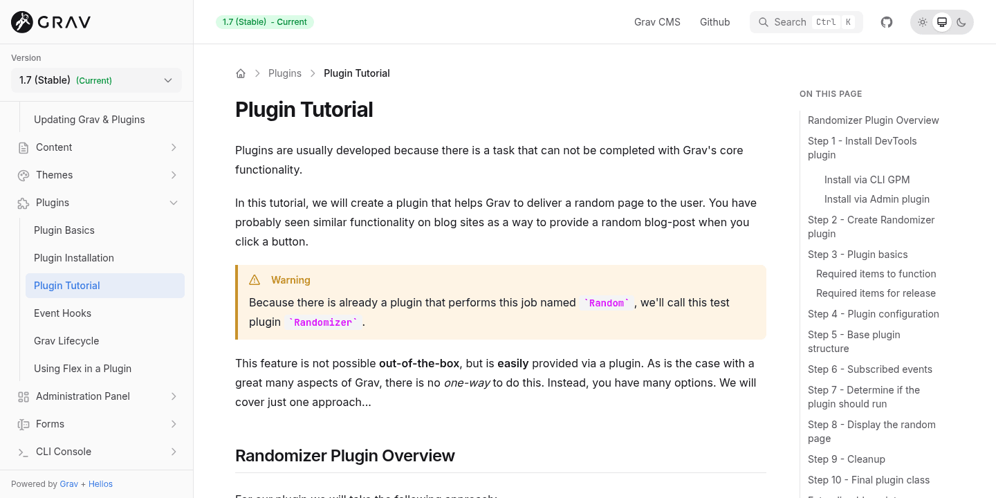 Plugin Tutorial | Grav Documentation